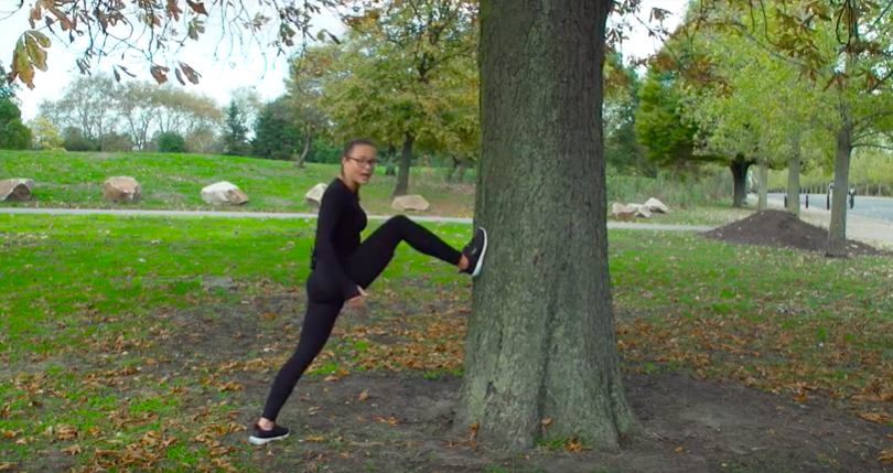 4 stretching exercises using a tree